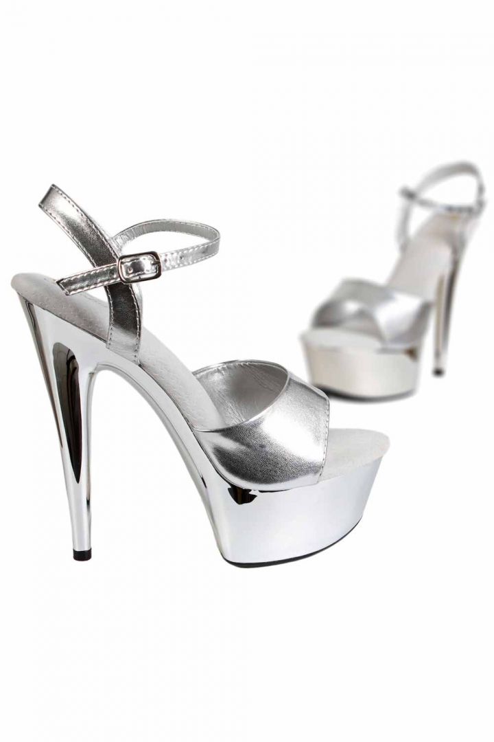 SEXY ZILVER CHROME PLATEAU HIGH HEELS - Coco Lamar